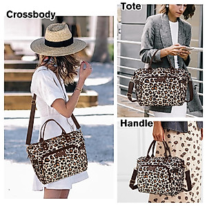 Fresh-flash Insulated Lunch Bag for Women Work, Leakproof Lunch Box Tote Bag, Wide Open Lunch Cooler Tote, Women Lunch Bags with Removable Shoulder Strap & Side Pockets-Leopard