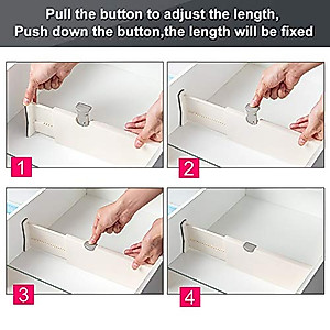 Drawer Dividers Organizer 9 Pack, Adjustable Separators 4" High Expandable from 14.9-21" for Bedroom, Bathroom, Closet, Clothing, Office, Kitchen Storage, Strong Secure Hold, Foam Ends, Locks in Place