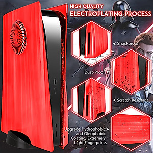 SIKEMAY PS5 Cover Plates Electroplated, PS5 Accessories Faceplates with Vented Design for Disc Edition, PlayStation5 Cover Skin, Custom Shell Plates for PS5 Console, Anti-Scratch, Dustproof - Red
