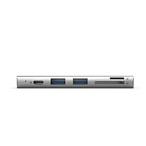 ADAM elements CASA Hub 5E - Universal 5-in1 Card Reader USB-C Hub - SD + MicroSD High Speed Writes and Reads, Fast Charging 60W USB-C PD 3.0, Ultimate 3.1 USB Data Transfer - Grey