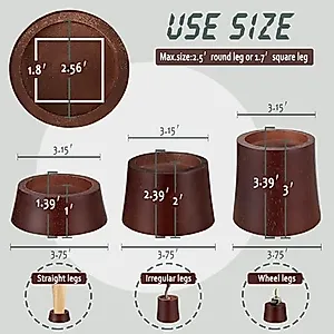 Furniture Raisers Bed Risers - 1 Inch Wooden Circle Heavy Duty Furniture Height Extenders Lifts for Sofa Couch Desk Chair Table Base Raising Space,with Silicone Non-Slip Pad, Pack of 4