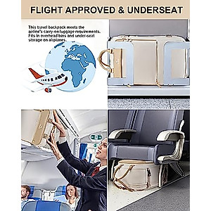 Carry on Backpack for Women, 52L TSA Travel Laptop Backpack with USB Port & Shoes Compartment Fits 17 inch Computer, Extra Large Expandable Flight Approved Weekender Bag with 2 Packing Cubes, Beige