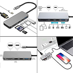 XUNMAIFHB Portable Docking Station,Type c Docking Station USB c hub to HDMI Charging USB Phone OTG Converter USB2.0, USB3.0, 4K HDMI, SD/TF, PD Charging Fast Transmission