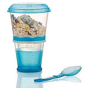 Cereal On the Go Cups Breakfast Drink Cups Portable Yogurt and Cereal To-Go Container Cup (Blue)