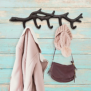 GASARÉ, Key Holder for Wall Mount, Cast Iron Key Hook, Key Rack, Tree Branch Design, Screws and Anchors, Large Size of 13¼ x 4 Inches, Brown, 1 Unit