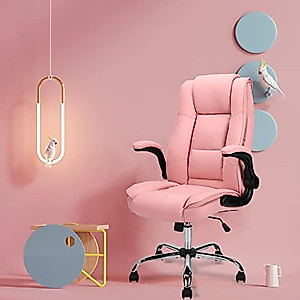 High Back Executive Office Chair, Posture Ergonomic PU Leather Office Chair. Computer Desk Chairs with Padded Flip Adjust Armrests, Adjustable Tilt Lock, Swivel Rolling Chair for Adult Working Study