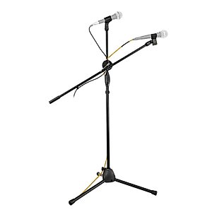 Rockville GIGSTAND Dual Microphone Stand with (2) Mic Clips and Detachable Boom