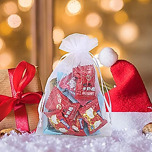 acDesign 200Pcs Organza Bags 4"x6" Jewelry Bags Drawstring White mesh gift bags for Candy Jewelry Makeup Pouches