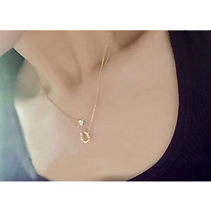 LUSENME Best Friend Necklaces for 2 Good Luck Elephant Necklace Horseshoe Necklace for Women Girls BFF (Gold Horseshoe)