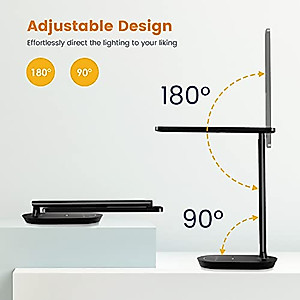 LASTAR Set of 2 LED Desk Lamp, Dimmable Eye-Protecting Table Lamps with Night Light, USB Charging Port, 4 Color Temperature Modes, 5 Brightness Levels, 1H Timer, Touch Control for Home Office Bedroom