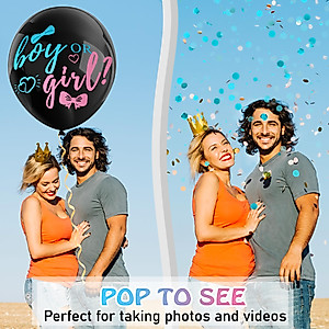 Wsaeig Gender Reveal Balloon Pop - 36 Inch Baby Gender Reveal Balloons With Confetti,2 Pcs Boy or Girl Balloon Gender Reveal Black Large,Big Balloon Gender Reveal Ideas