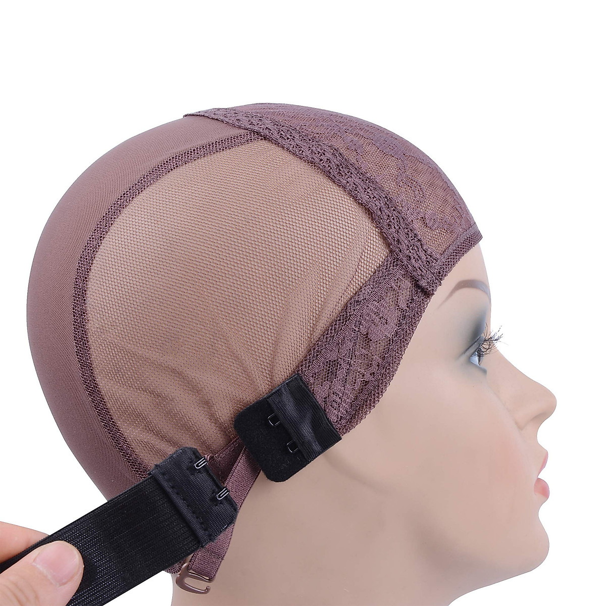 YANTAISIYU Adjustable Wig Elastic Bands with Hooks - 3 Set/Lot for Wig Making & Sewing - DIY Accessories (Black, 3.0 cm)