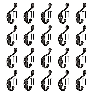 Neighbours Lane 20 Pack Decorative Dual Coat Hook - Great for Wall Mounted Hook Rack, Coat Hanger, Great for Coats, Bags, Towels, Hats, Oil Rubbed Bronze Medium