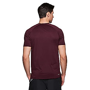 RBX Active Men's Quick Dry Short Sleeve Performance Gym Running Tee Box Grid Wine L