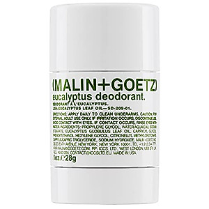 Malin + Goetz Travel Mini Eucalyptus Deodorant, natural effective odor & sweat defense, for all skin types, clear color, no residue/stains, free of aluminum, alcohol, baking soda, parabens 1oz