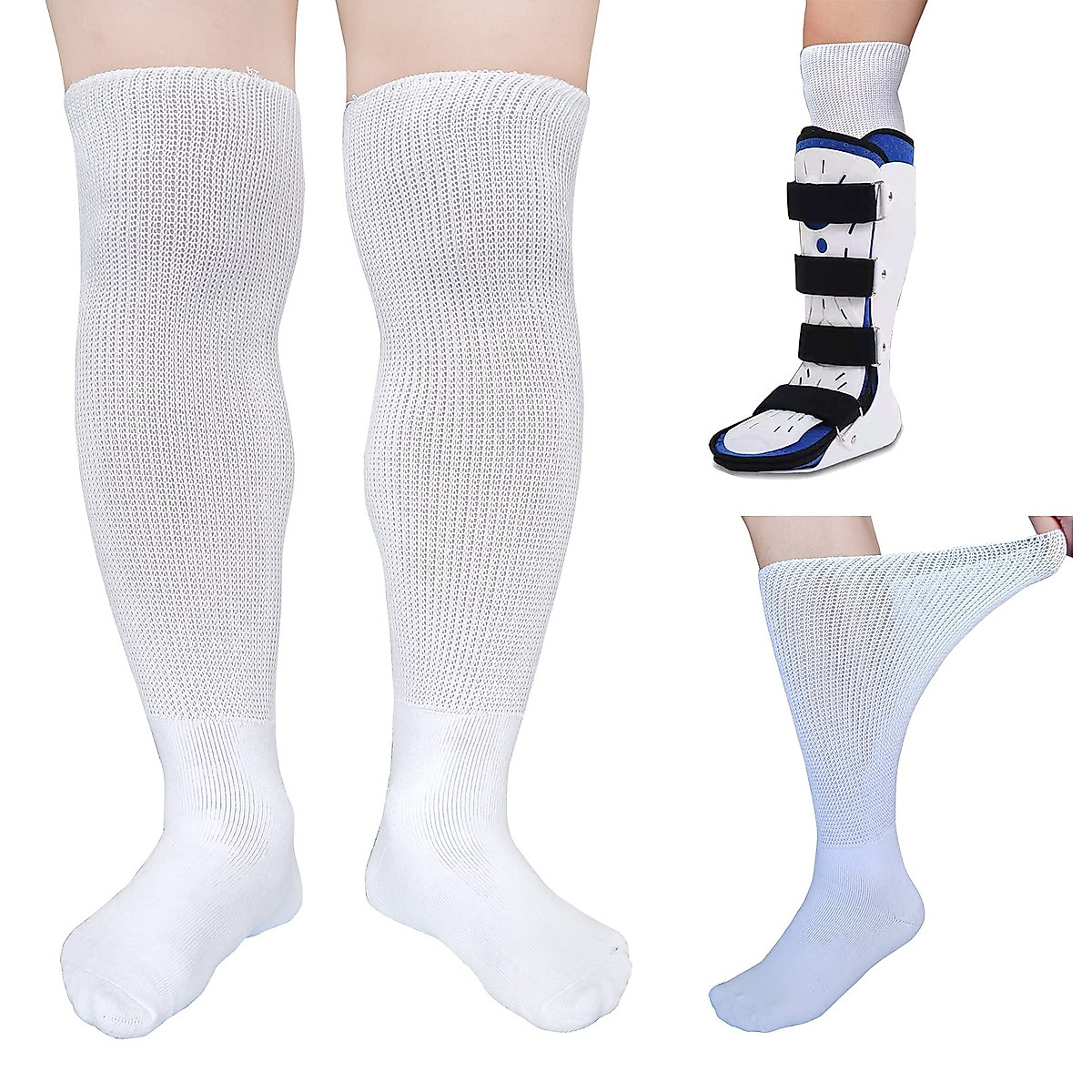 CIRZUEX 2 Pairs Replacement Sock for Air cast Walking Boot Walker Brace - Air Cam Walkers Fracture Boot Orthopedics Socks Cast Boot Sock 2 Pairs