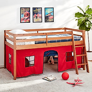 Alaterre Furniture Roxy Junior Loft - Cinnamon with Red and Blue Bottom Tent