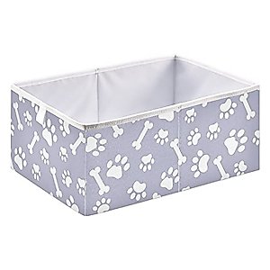 CaTaKu Bone Paw Purple Storage Baskets Large Rectangular Storage Bins Baskets for Organizing Fabric Collapsible Storage Organizer for Shelves