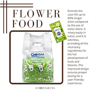 Chrysal Clear Flower Food Packets – Single Packet – Flower Arrangements & Bouquets – Floral Supplies for Fresh Flowers – Fresh Flower Arrangements Supplies – Ideal Florist Supplies- 100 Ct-10g/1 liter