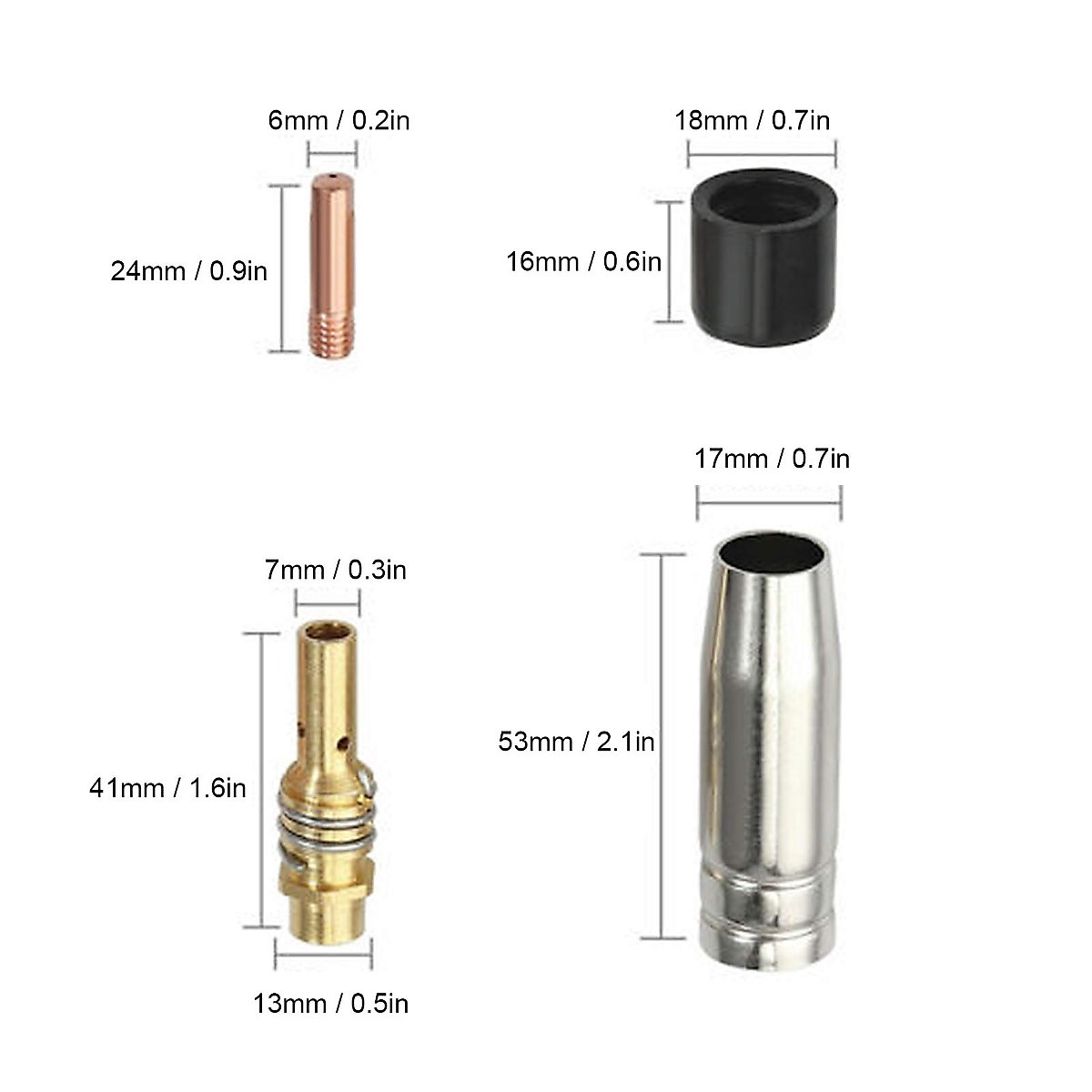 MIG Torch Gun Welding Accessory Kit Tip-Nozzle-Diffuser-Adapter Fit for Binzel 15AK MIG Welder MIG Welder Diffuse