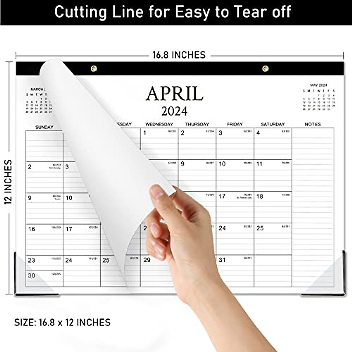 Desk Calendar 2023-2024 - 18 Months Large Desk Calendar from July 2023 - December 2024, 16.8" x 12", 2023-2024 Desk Calendar with 2 Corner Protectors, Ruled Blocks for Daily Organizing