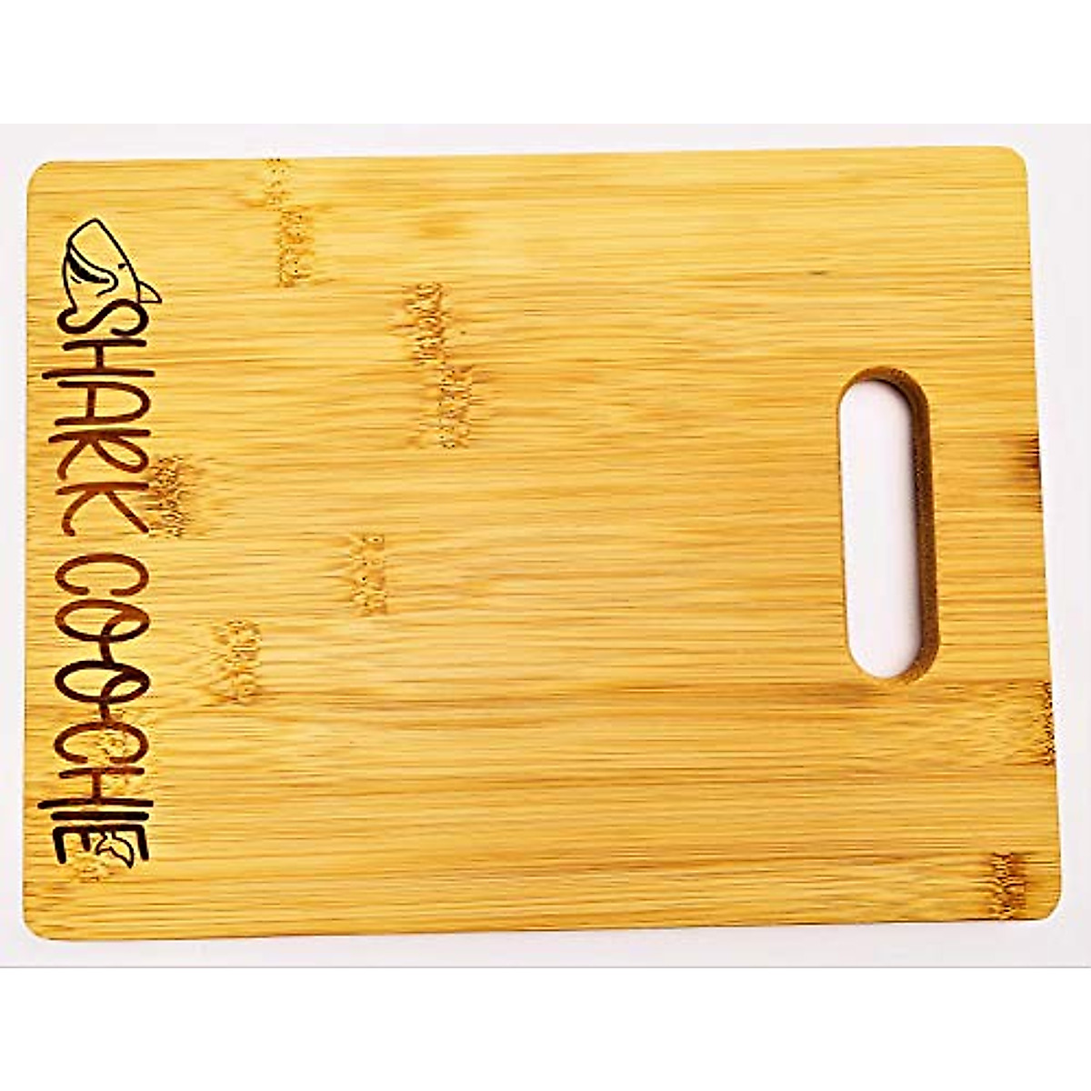 Shark Coochie 8.5"x11" (charcuterie board) Engraved Bamboo Wood Cheese Cutting Board with Handle Butter Board