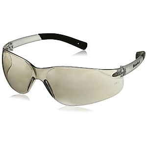 Crews BK219 BearKat Polycarbonate Indoor/Outdoor Clear Mirror Lens Safety Glasses with Non-Slip Hybrid Black Temple Sleeve, Small, 1 Pair