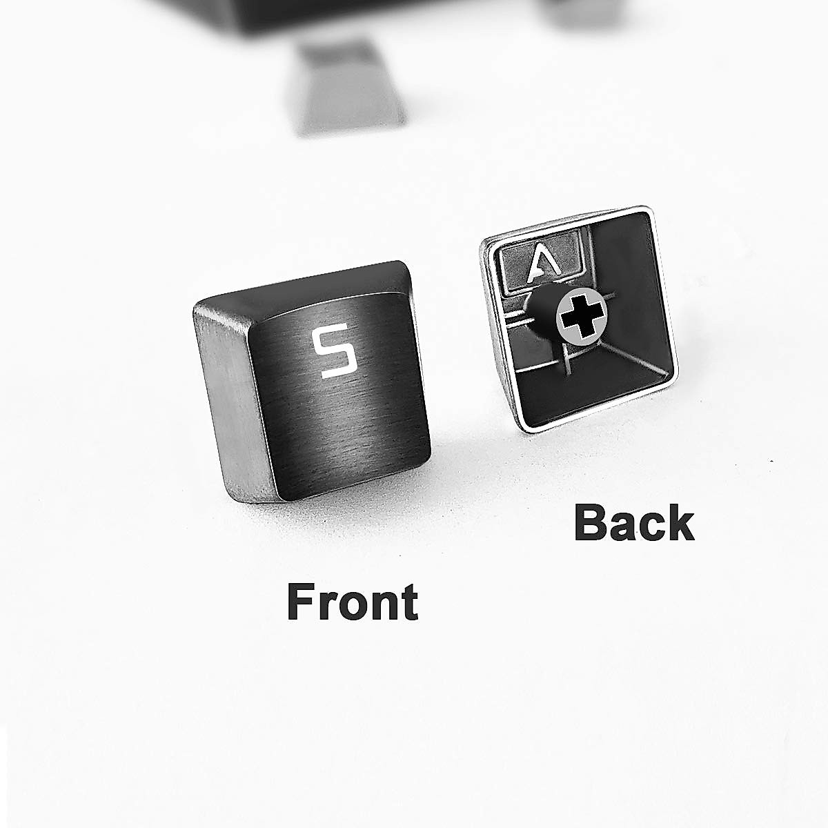 Fitlink FPS & MOBA Gaming Keycaps, Durable Stainless Steel Metal Keycap with Key Puller for Mechanical Keyboard Cherry Mx Switch (WASD+Direction Keys,Blue)