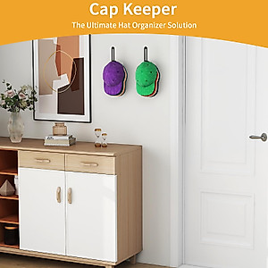 Taaji Hat Hanger for Wall 6 Packs, Adhesive Hat Hooks for Wall, Metal Baseball Hat Rack for Wall No Drilling, Sticky Hat Storage for Baseball Caps