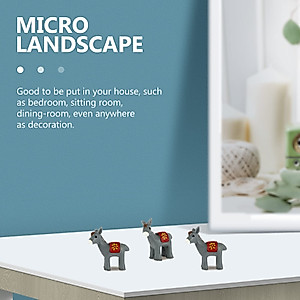 YARNOW 5pcs Resin Donkey Statue Cake Topper Figurines Micro Landscape Fairy Garden Animal Decoration Home Office Table Centerpiece