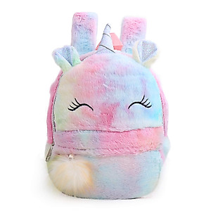 EsOfficce Plush Unicorn Backpack, Cute Mini Unicorn Backpack for Girls, Gift Toy Bags, School Bags for Nursery, Colorful