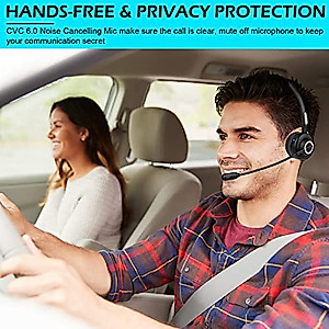 Heroanky Bluetooth Headset, Car Wireless Headset with Microphone Charging Base, Trucker Bluetooth Headset V5.0 Noise Canceling Hands Free Headphone for Home Office Call Center Skype