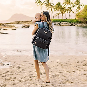 Petunia Pickle Bottom Sync Backpack | Diaper Bag | Diaper Bag Backpack for Parents | Top-Selling Stylish Baby Bag | Sophisticated and Spacious Backpack for On The Go Moms | Carbon Cable Stitch