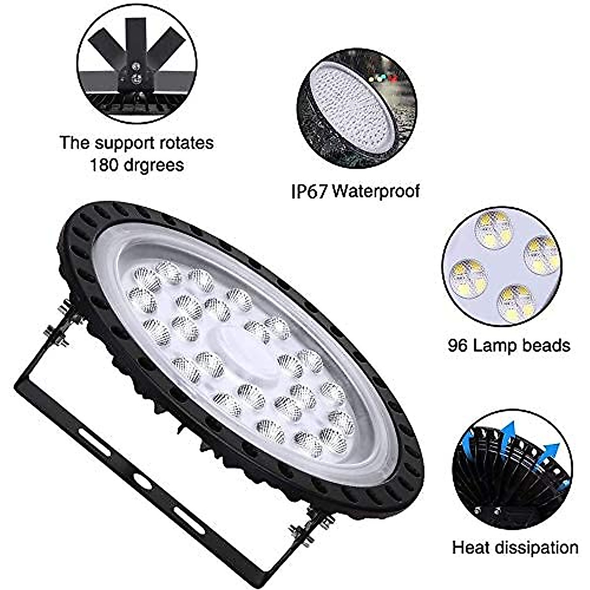100W UFO LED High Bay Light,13000 Lumen Factory Warehouse Industrial Lighting,IP67 LED Commercial Bay Lights- High Bay Lighting for Garage Factory Gymnasium Basement Parking,LED Shop Lights