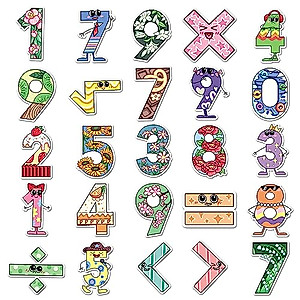 Number Decorating Stickers,Water Bottles Stickers,Scrapbooking Stickers for Laptop,Skateboard,Luggage Decal,Motorcycle,Bicycle. Stickers for Teens Girls Kids. (50 PCS Digital Graffiti)