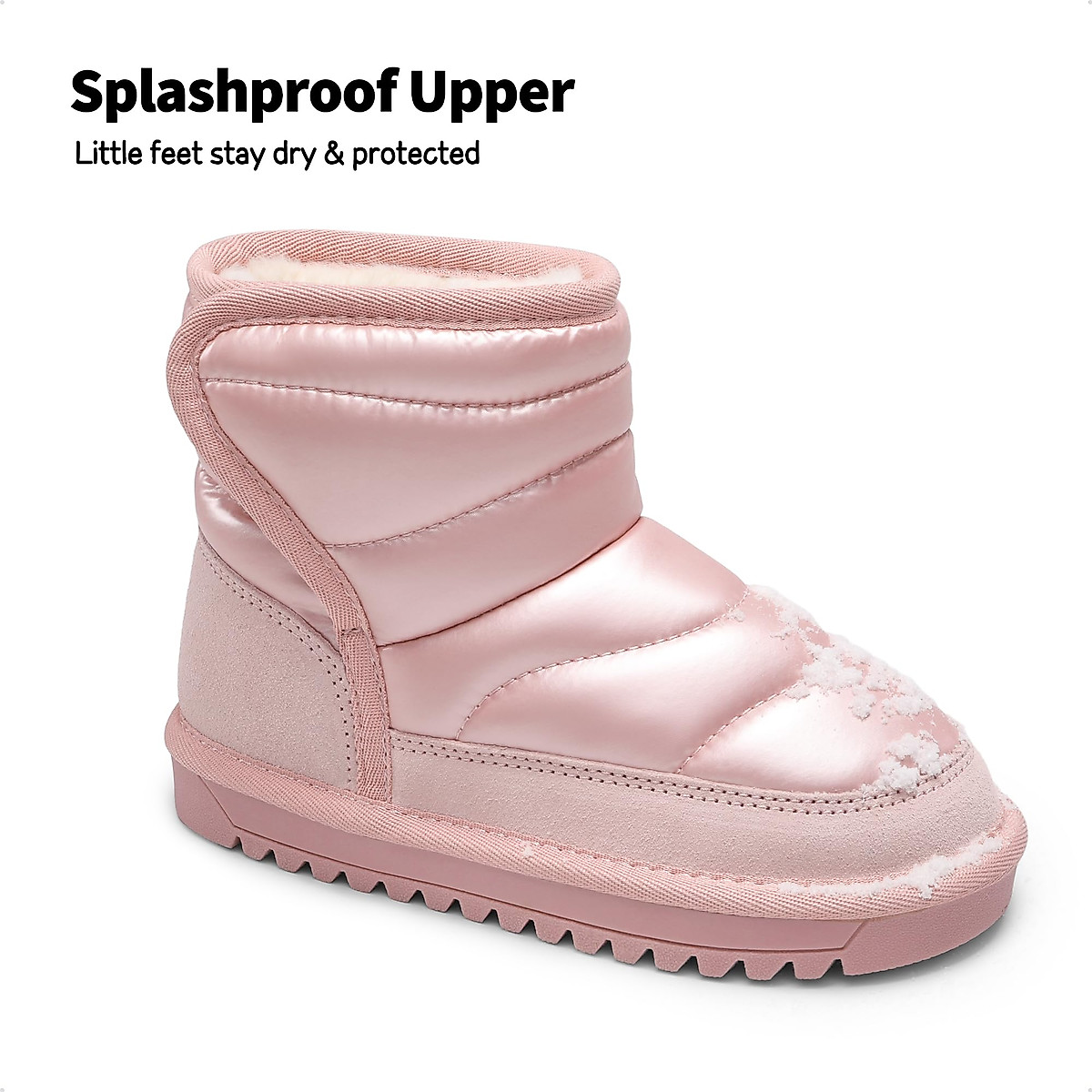 DREAM PAIRS Girls Boys Snow Boots Kids Winter Ankle Shoes 10mm Puffy Faux Fur Lined for Little/Big Kid,Size 2 Little Kid,PINK,SDSB2306K