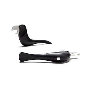 Peleg Design Beerdy, Original Bird-Shaped Bottle Opener with Magnetic Bottom, Black with Stainless Steel Beak as Metal Cap Opener and Tail Handle