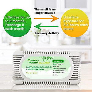 2Packs Refrigerator Deodorizer(60g Each Pack)， Fonday Odor Eliminator for Fridges Freezers Coolers & Lunch Boxes, Bamboo Charcoal Fridge Deodorizer, More Effective Than Baking Soda