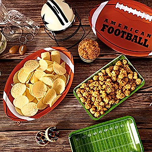 Cunhill Football Party Trays American Football Serving Trays Reusable Food Plates Football Snack Tray Dessert Platter for Football Party Supplies Kids Birthday Party Decoration (24 Pieces)