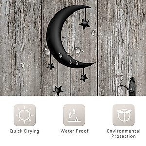 Riyidecor Rv Half Barn Door Shower Curtain 36Wx72H Inch Small Stall Country Single Shower Curtains Rustic Door Curtains Farmhouse Moon Star Farm Bathroom Decor Fabric Polyester Waterproof 7 Pack Hooks