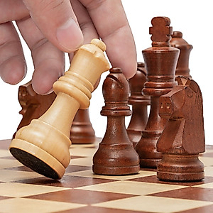 Husaria Staunton Tournament No. 4 Chessmen with 2 Extra Queens and Wooden Box, 3-inch Kings