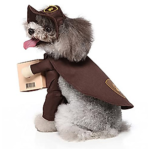 XIAOYU Pet Dog Cat Halloween Costume, Funny Halloween Christmas Party Clothes Apparel for Small Dog Cat Cosplay, Porter Costume, L