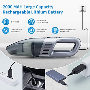 GRUNDIG Handheld Vacuums Cordless,Portable Handheld Vacuum Cleaner with Powerful Suction,5000PA Rechargeable Car Vacuum Cleaner, Handheld Hoover,Lightweight Wet Dry Vacuum for Home, Car and Pet