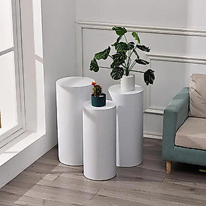 Cylinder Pedestal Stands for Parties,Ironwork Cylinder Cake Stand,Cylindrical Display Stand,White Cylinder Pedestal Stands for Parties,Decoration, Weddings, Birthday Party(5Pcs/3Pcs),3 large pieces