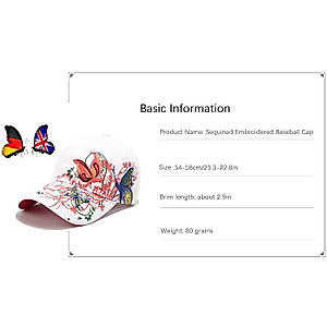 Trucker Hats California H Womens Hat Trendy Creativity Flowers Butterfly Sequins Embroidered Baseball Cap White