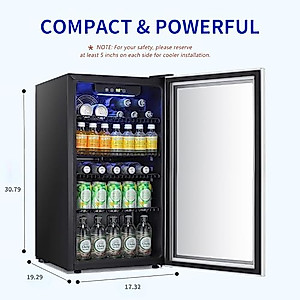 Antarctic Star Beverage Refrigerator Cooler - 120 Can Mini Fridge Glass Door for Soda Beer or Wine Small Drink Dispenser Clear Front for Home, Office or Bar,3.2 cu.ft.