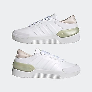 adidas Women's Court Funk Shoes, Cloud White-linen Green, 8