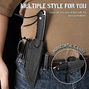 NedFoss Survival Knife with Fire Starter and Kydex Sheath, 9.25" Full Tang Fixed Blade Camping Knife with Sheath Horizontal & Vertical, Bushcraft Knife with G10 Handle for Outdoor, Hunting, Fishing