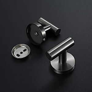 INTERIOR SOLUTIONS Robe Hook Brushed Gunmetal Towel Rack Holder Stainless Steel Wall Coat Hook Hanger for Bathroom Kitchen,Wall Mounted,2PACK