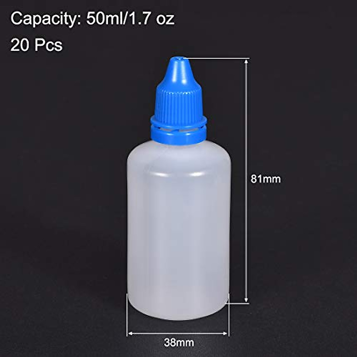 uxcell Plastic Dropper Bottles, 50ml/1.7 oz Empty Squeezable Dropper Bottle with Cap, Blue, Pack of 20